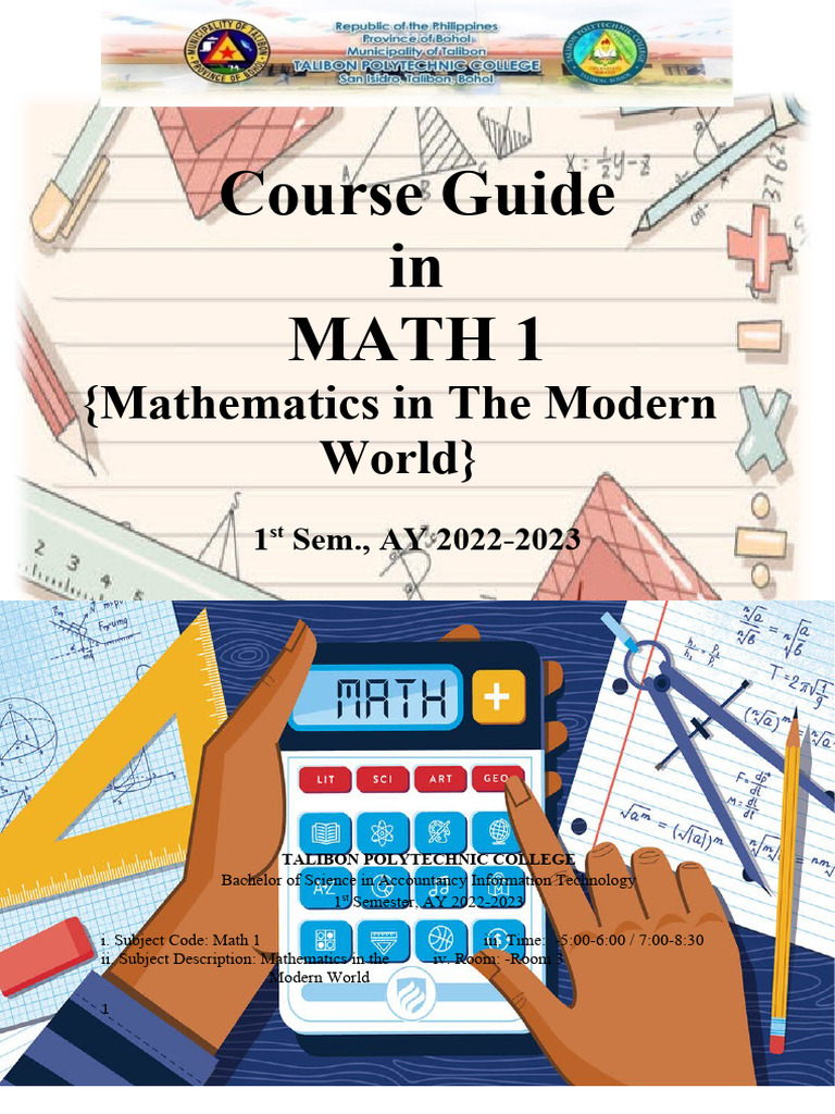 Course Guide 2022-2023 (Math 1) BSAIS | PDF | Mathematics | Information
