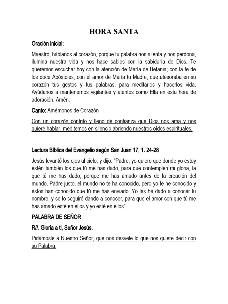 Hora Santa Ordinario 1 | PDF | eucaristía | Cristo (título)