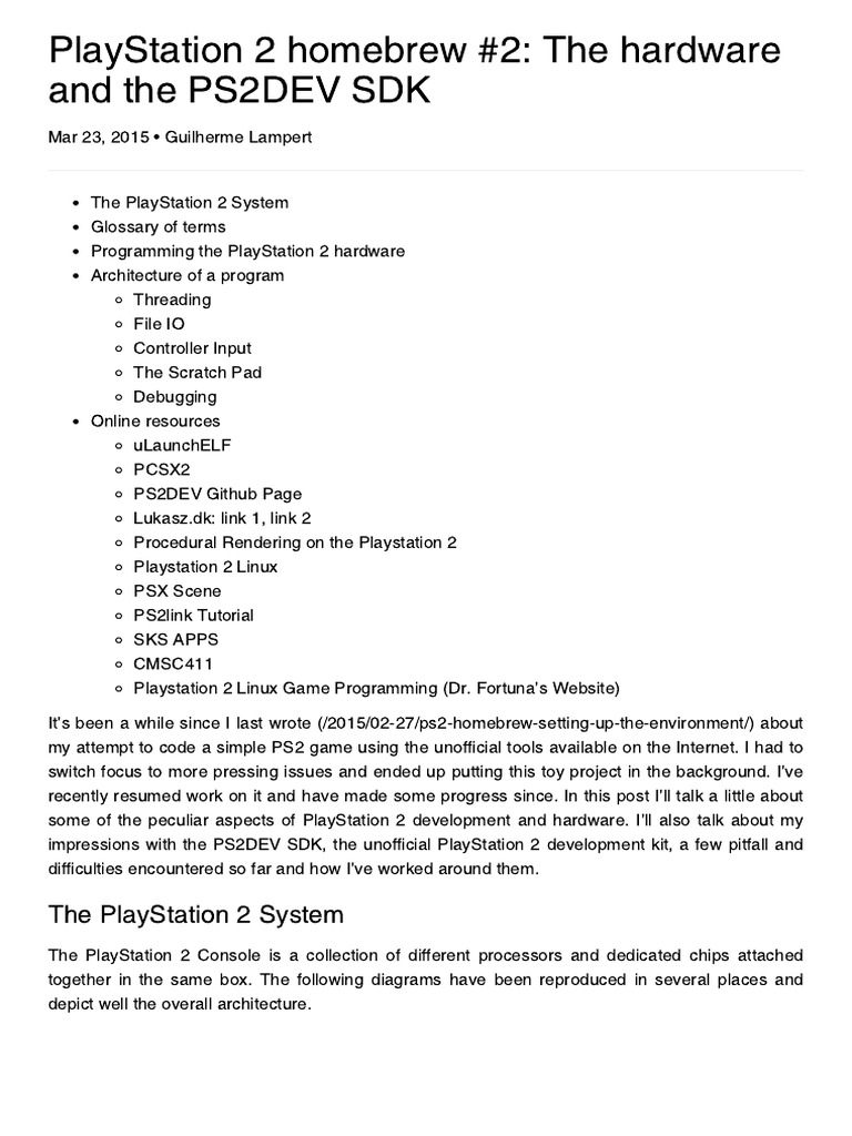 PlayStation 2 Homebrew #2 - The Hardware and The PS2DEV SDK | PDF | Shader | Central Processing Unit