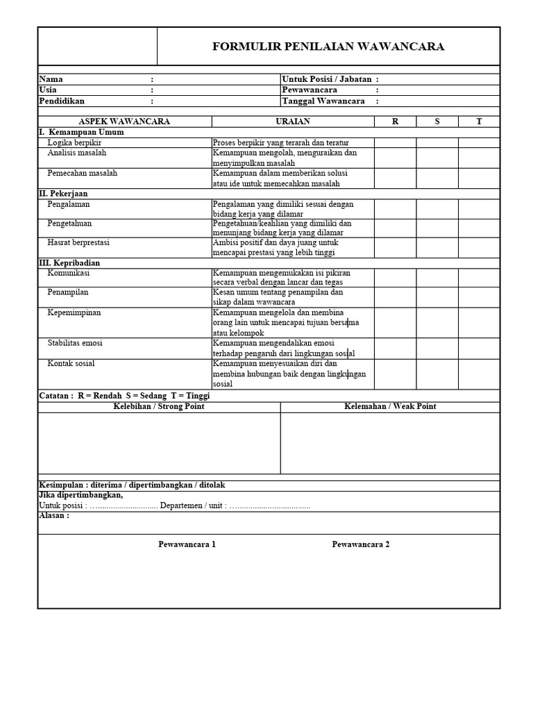 Formulir Wawancara | PDF