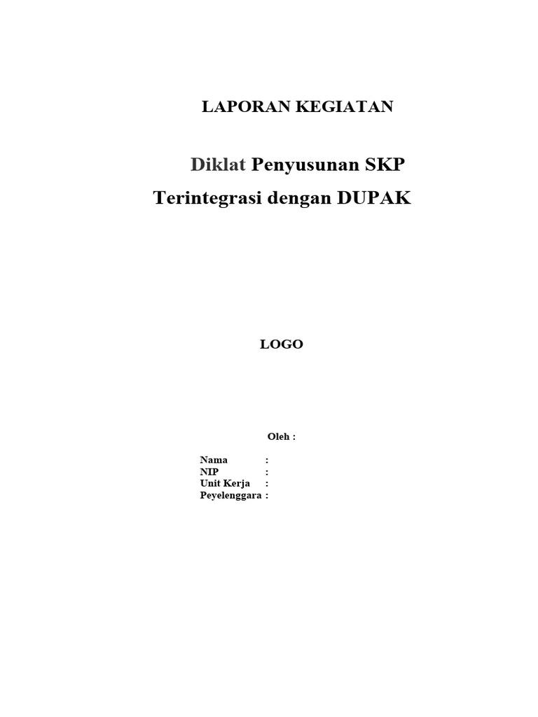 Salinan Contoh Laporan Kegiatan Diklat SKP Terintegrasi DUPAK | PDF