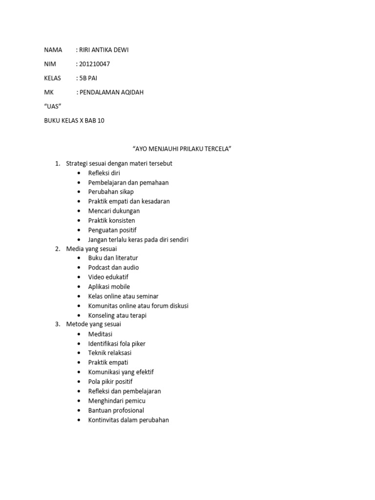 Uas Aqidah Akhlak Riri Antika Dewi | PDF