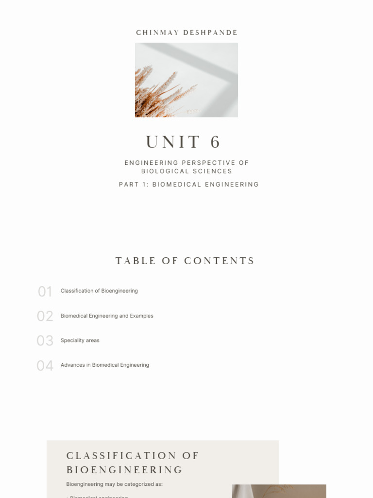 Unit 6 Engineering Perspective Part 1 | PDF | Biomedical Engineering | Engineering
