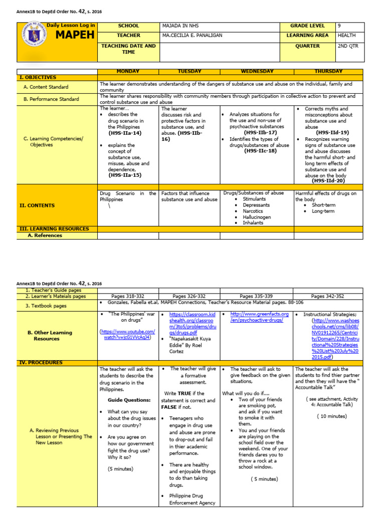 Document (MAPEH) | PDF | Substance Abuse | Learning