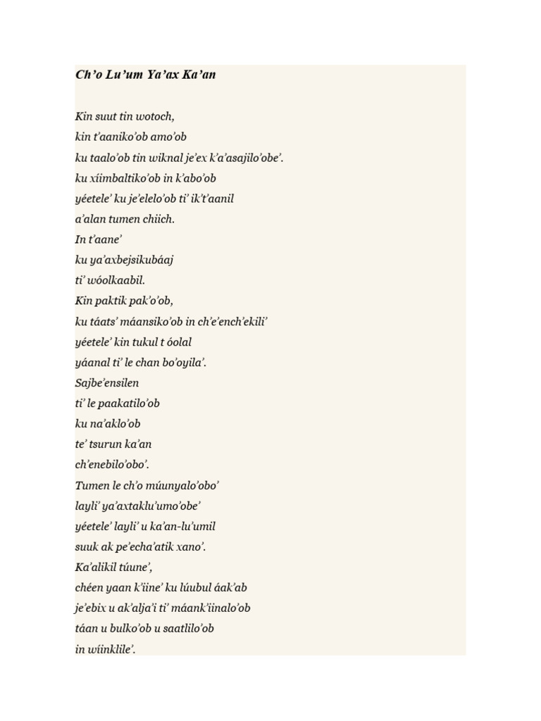Ch'o Lu'um Ya'ax Ka'an | PDF