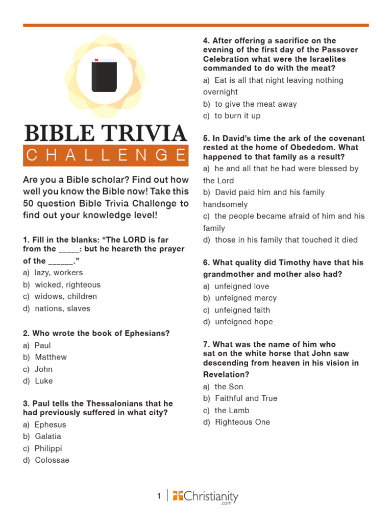 CCOM Bible Trivia Challenge Download | PDF | Elijah | Jesus