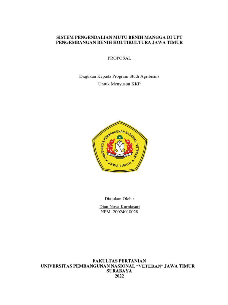 Proposal Kkp-Dian Nova Kurniasari-Upt PBH Jawa Timur-Pak Taufik | PDF