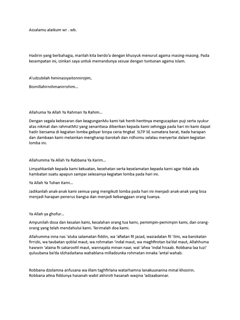 Doa Lomba | PDF | Olahraga & Rekreasi | Agama & Spiritualitas