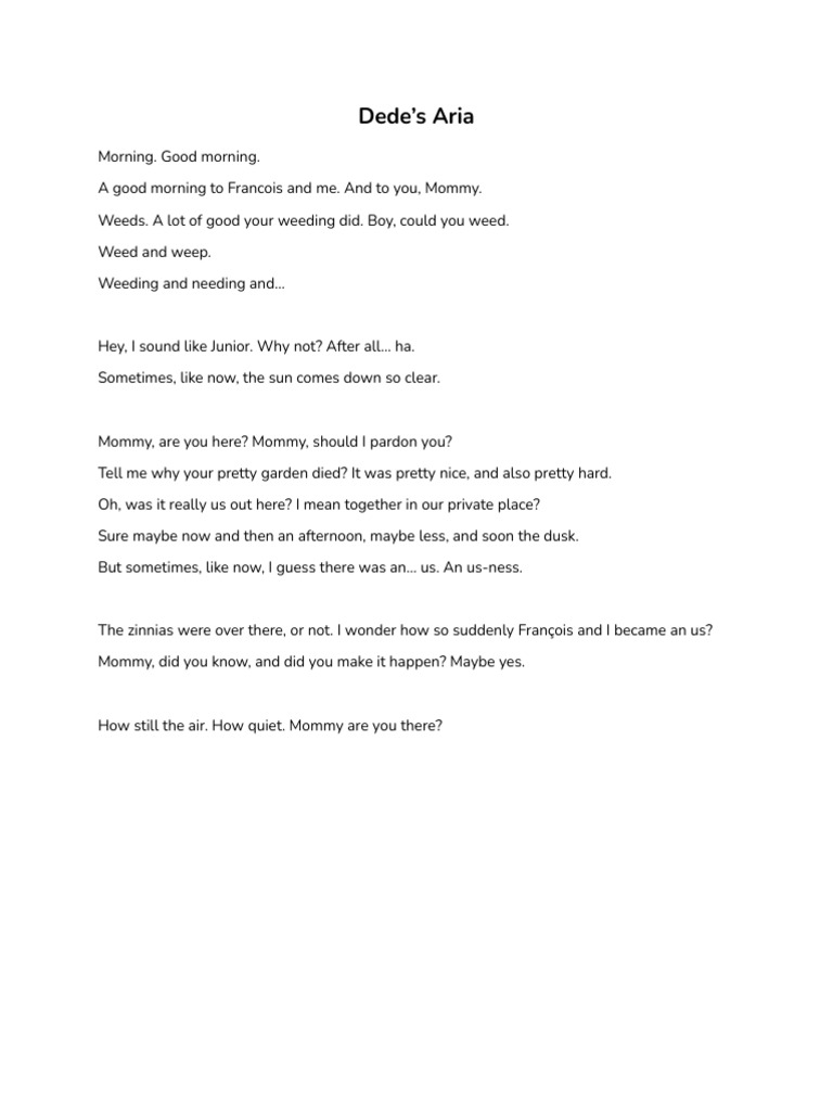Dede's Aria Words | PDF