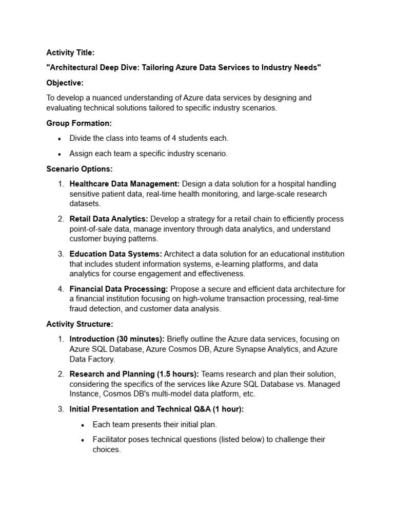 Activity Title | Download Free PDF | Microsoft Azure | Databases