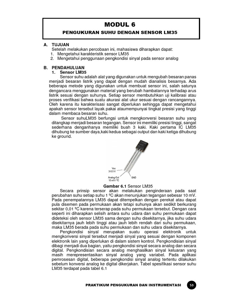Modul 6. Pengukuran Suhu Dengan Sensor LM35 | PDF
