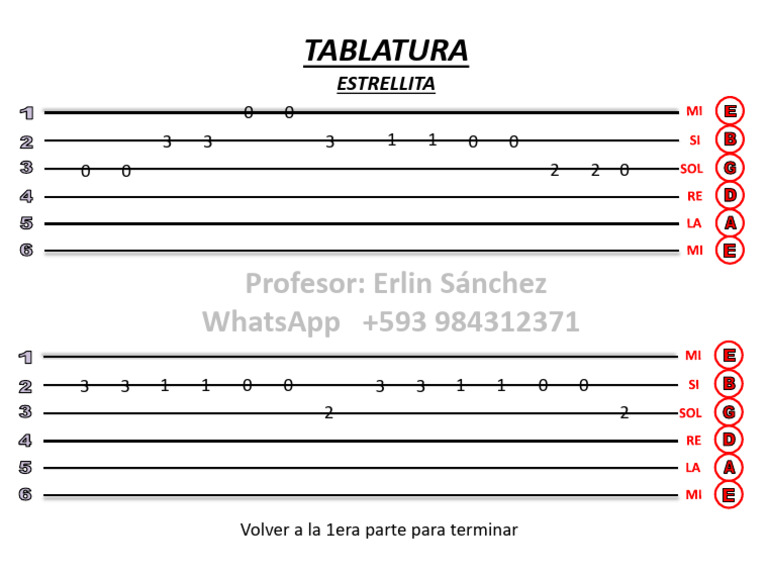 TABLATURA de Estrellita Guitarra - 001 - 003 | PDF