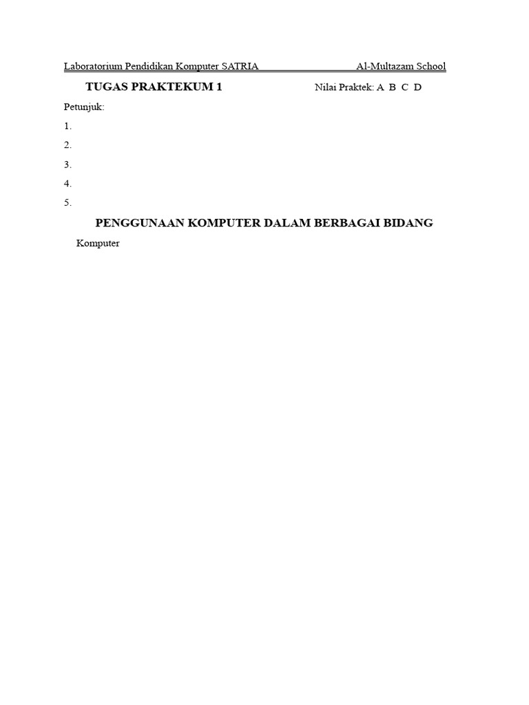 Laboratorium Pendidikan Komputer SATRIA Al | PDF | Komputer