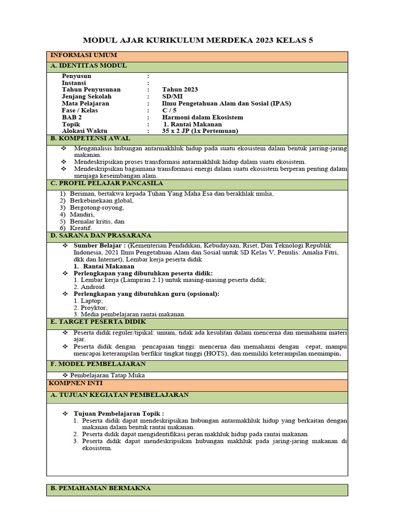 Modul Ajar IPAS Kelas V | PDF