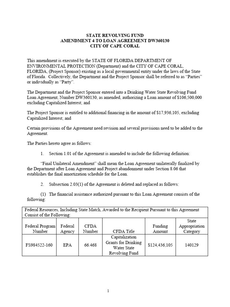 DW Loan Amendment 4 Fully Executed | PDF | Interest | Loans