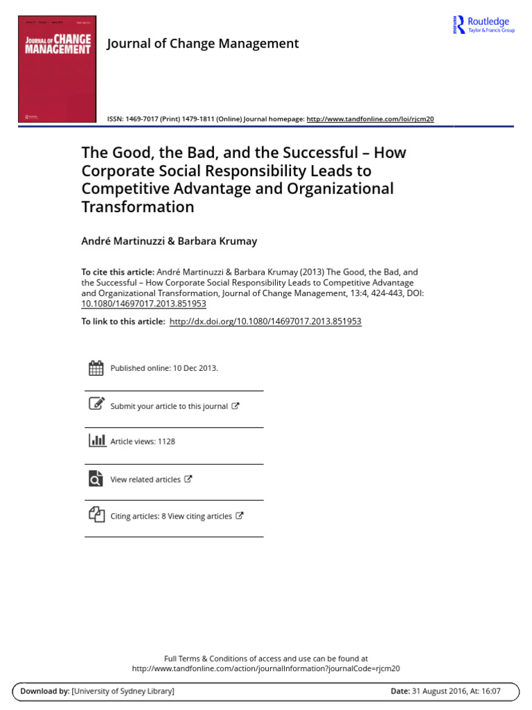 WORK The Good The Bad and The Successful How Corporate Social Responsibility Leads To ...