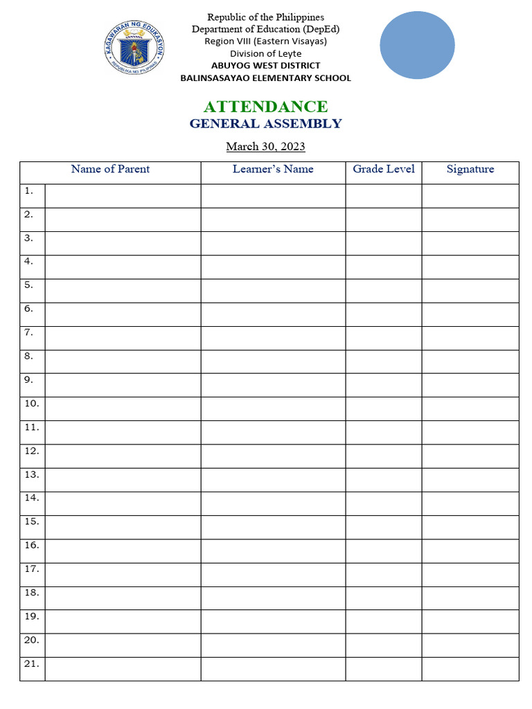 ATTENDANCE General | PDF