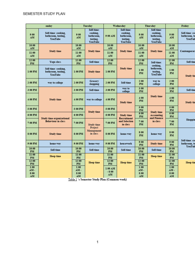 Semester Study Plan | PDF