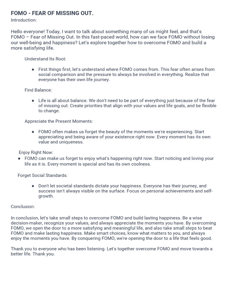 Fomo Speech | PDF
