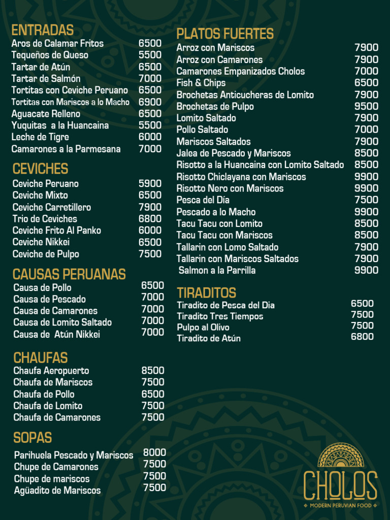 Cholos Menu b297cf742b | PDF | Mariscos | Cocina de las Americas