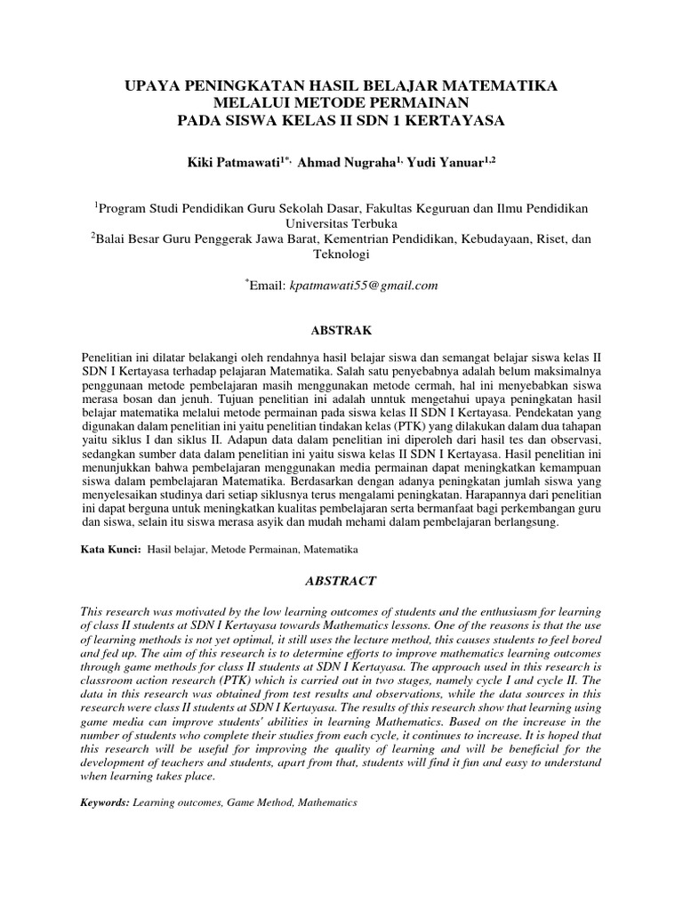 Metode Permainan Tingkatkan Belajar Matematika | PDF