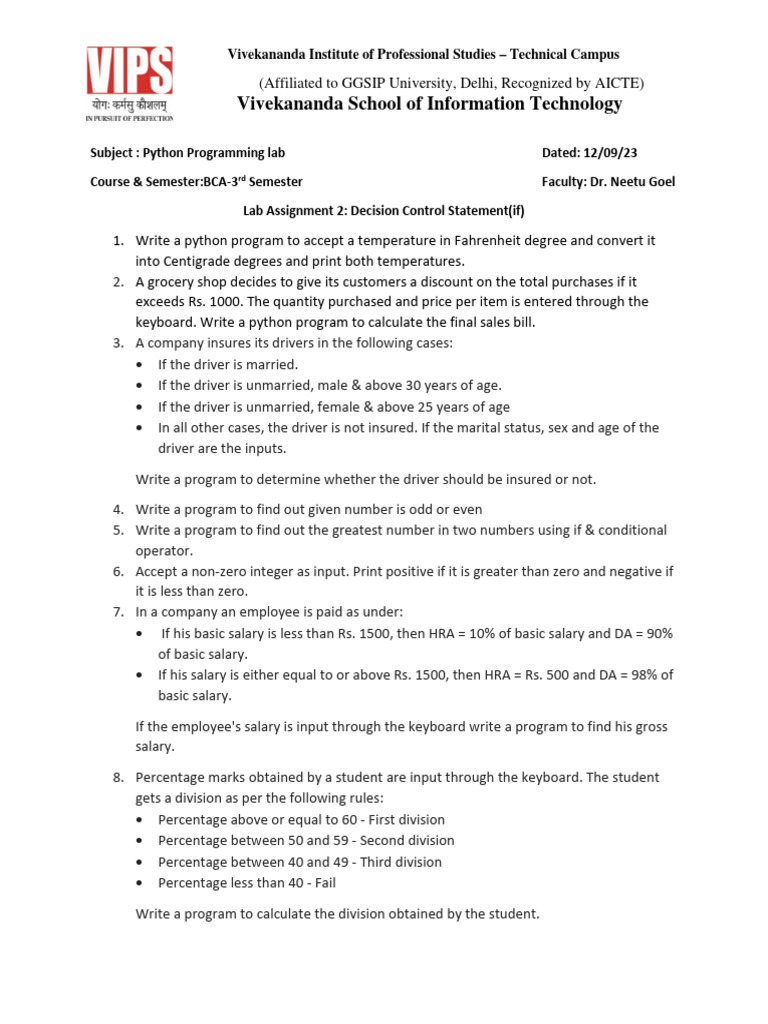 Assignment1 Decision Control | PDF | Salary | Business