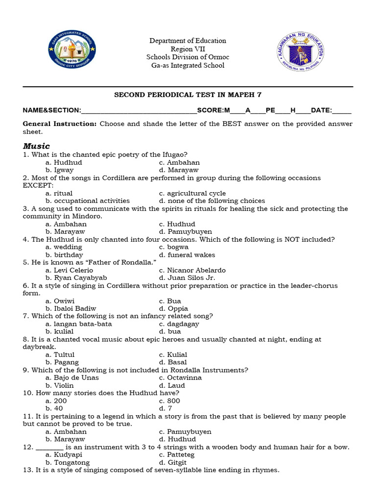 Mapeh 7Q2 Exam 50 Items With Answer Key | PDF | Micronutrient | Foods