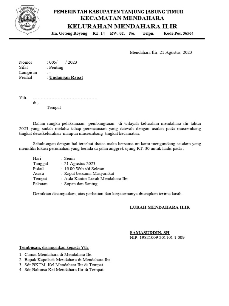 Undangan Rapat | PDF