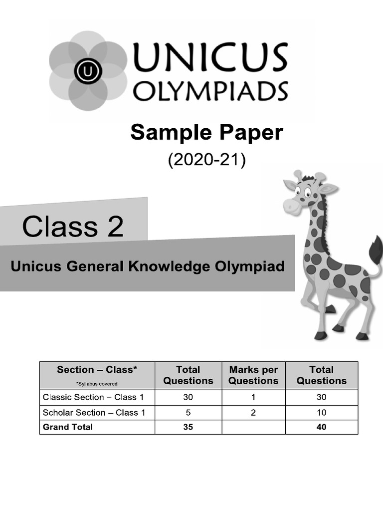 UGKO Sample Papers for Class 2 | PDF
