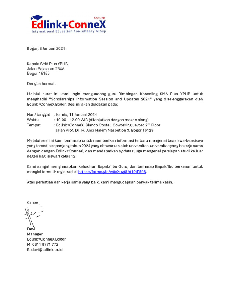 Undangan SMA Plus YPHB | PDF