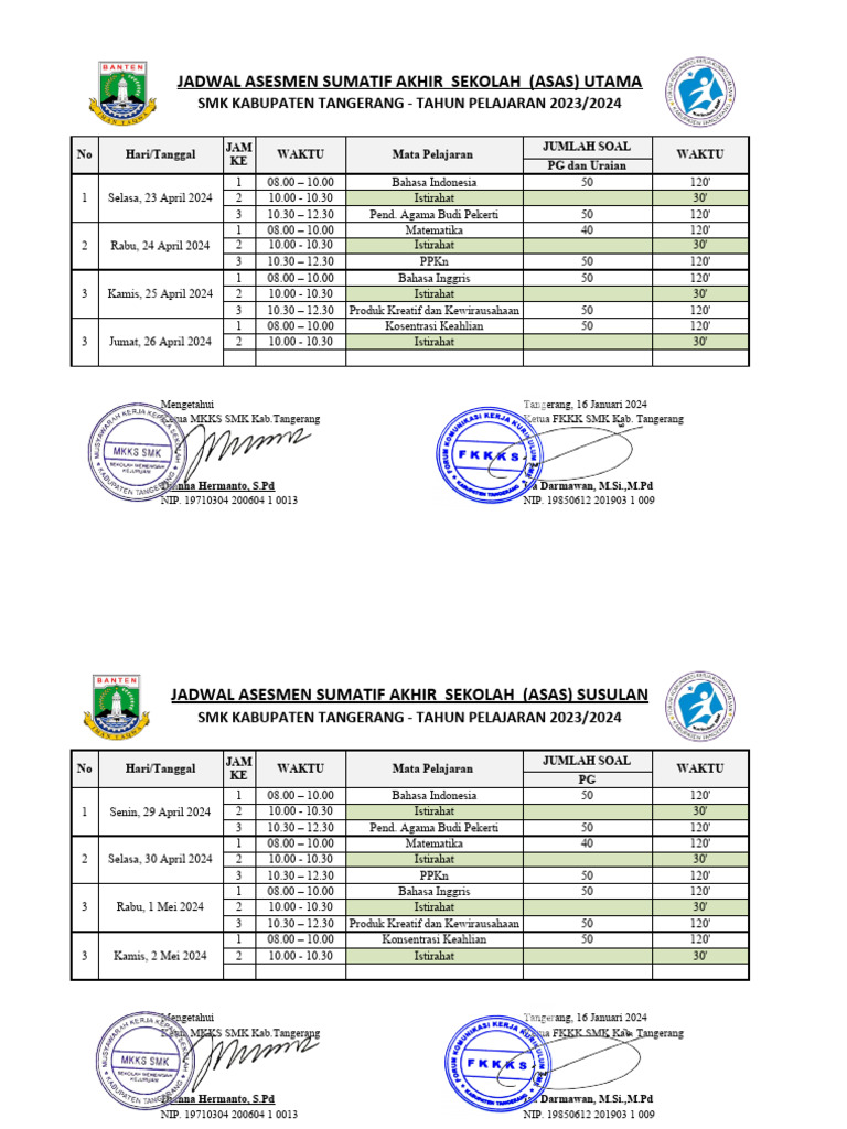 Jadwal ASAS 2024 | PDF