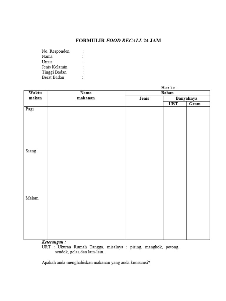 Form Recall 24jam DLL | PDF