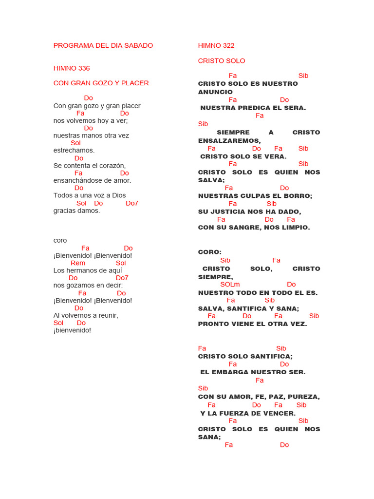 Programa Del Dia Sabado | PDF | Cristo (título) | Creencia y doctrina cristiana