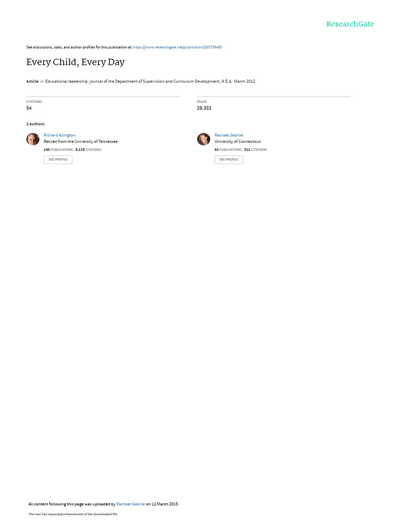 Every Child Every Day | PDF | Reading Comprehension | Applied Psychology