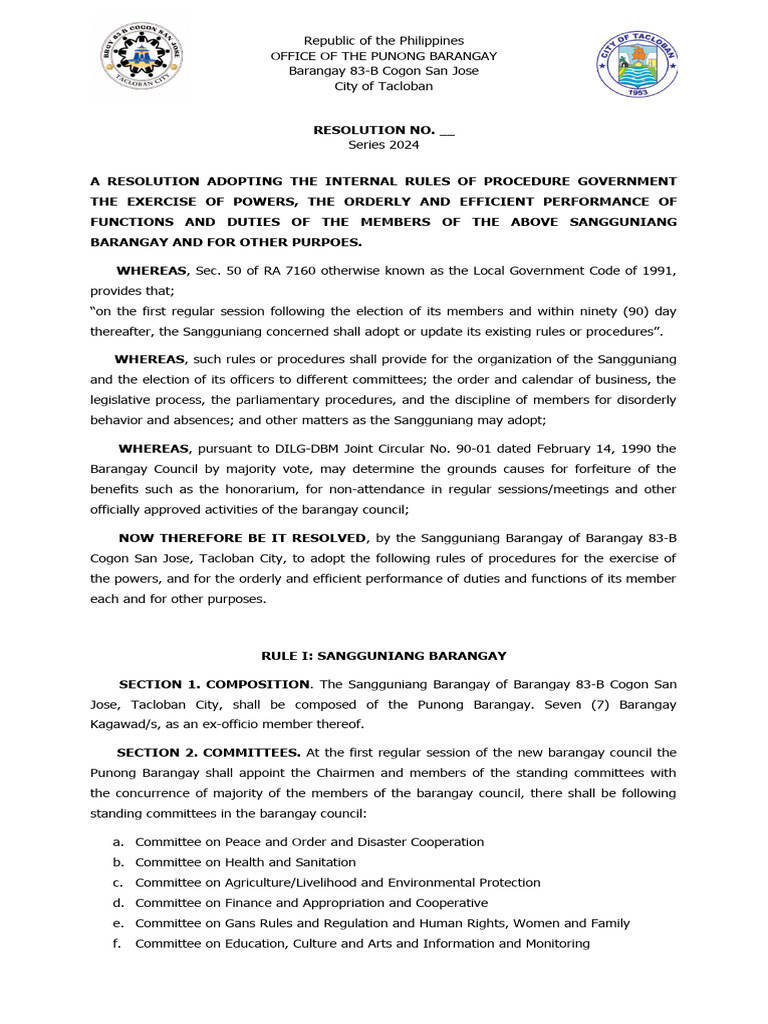 Internal Rules 2024 | PDF | Quorum | Committee