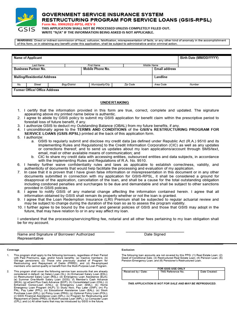 GSIS Loan Restructuring Guide | PDF | Loans | Interest