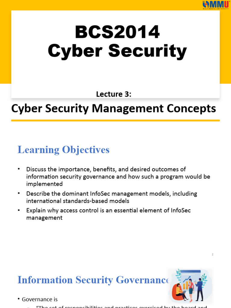 Lecture 3 Cyber Security Management Concepts | PDF | Information Security | Governance