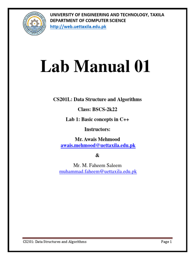 DSA - Lab1 Basic Concepts in C | PDF | C++ | Computer Program