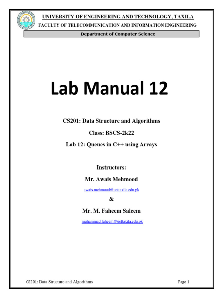 Dsa Lab1314 Queue In Cpp Array Pdf Queue Abstract Data Type Computer Programming 3356