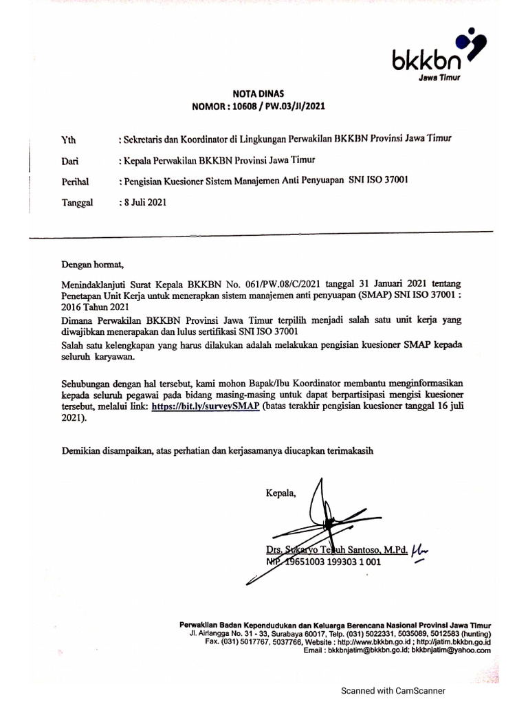 Nota Dinas Survey SMAP Fix | PDF
