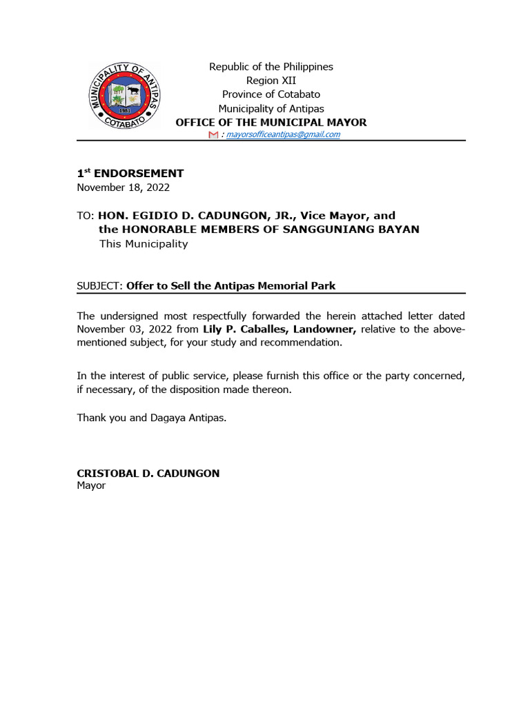 Endorsement Letter - SB | PDF