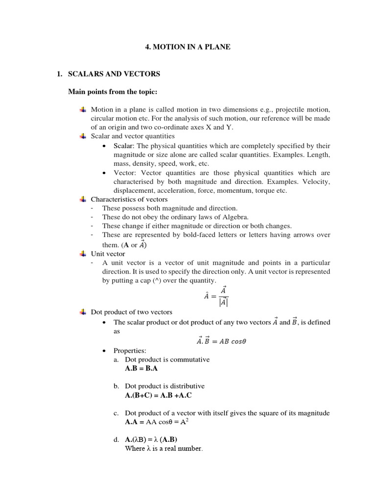 4 - Motion in A Plane | PDF | Acceleration | Euclidean Vector