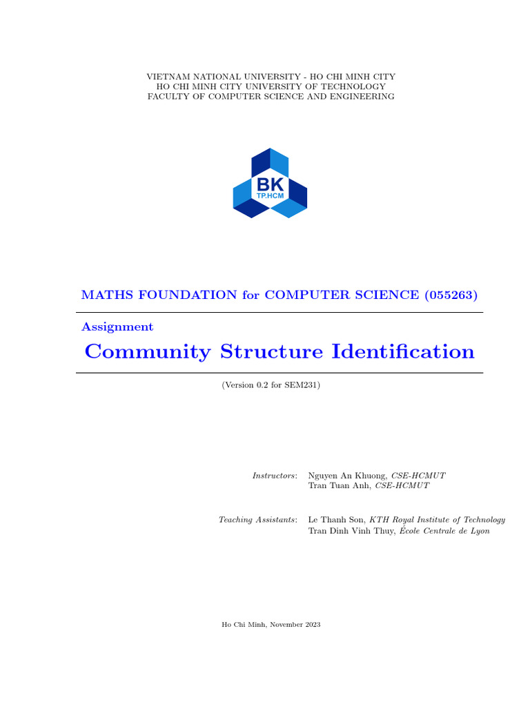 Hcmut Maths4cs 055263 Assignment Community Structure Identification Imp Pdf Vertex Graph