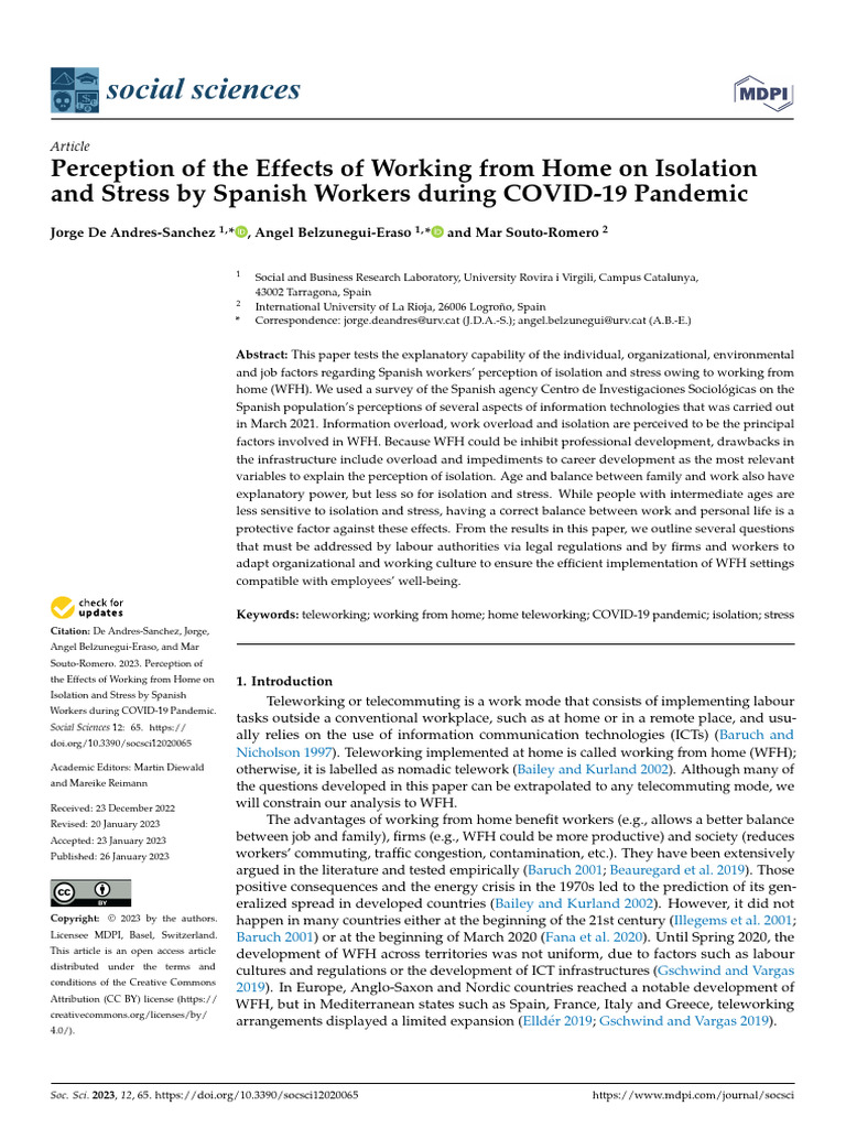 Perception WFH Stress Isolation | PDF