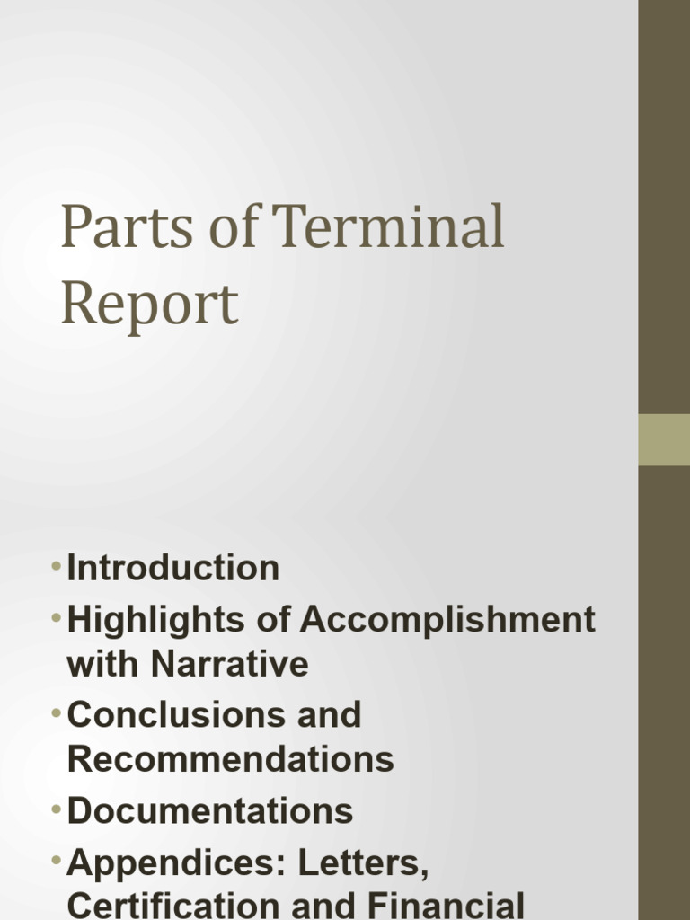 Parts of Terminal Report | PDF