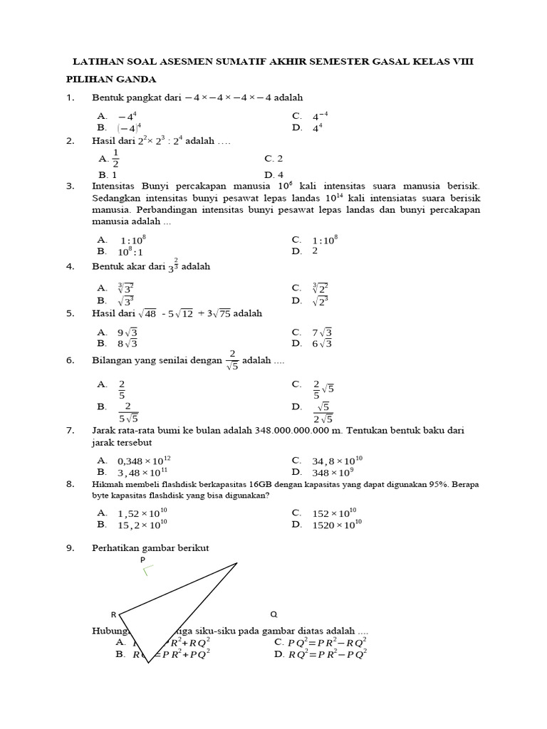 Latihan Soal PAS KELAS 8 FINAL | PDF | Teaching Methods & Materials