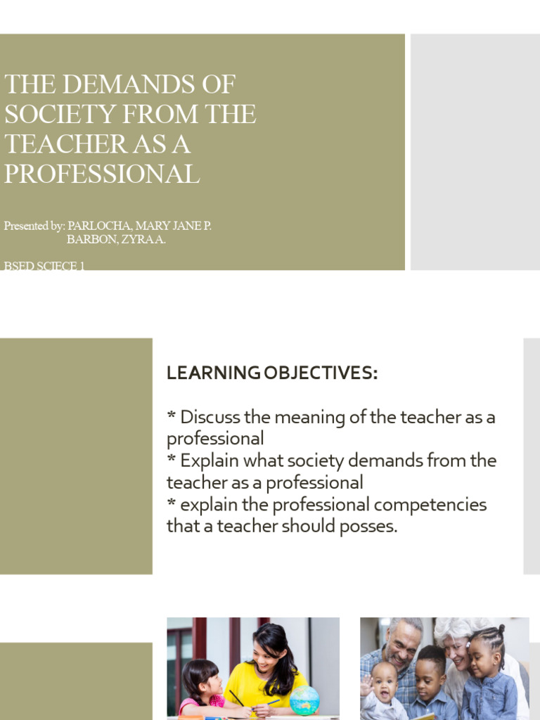 1 The Demands of Society From The Teacher As | PDF | Teachers | Learning