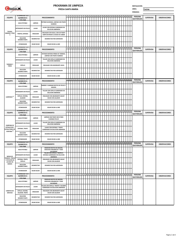 Cis - Programa de Limpieza Mensual | PDF