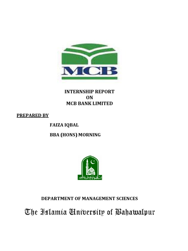 MCB Bank Internship Report by Faiza Iqbal | PDF | Transaction Account ...