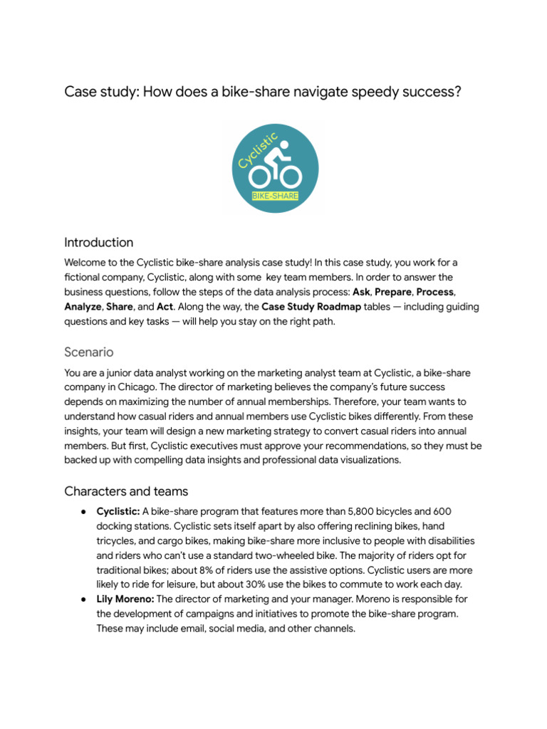 Navigating Bike-Share Success: A Case Study | PDF | Microsoft Excel ...